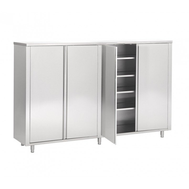 Armoire inox haute (P)700 x (H)1600 mm 2 portes battantes, AISI 304...
